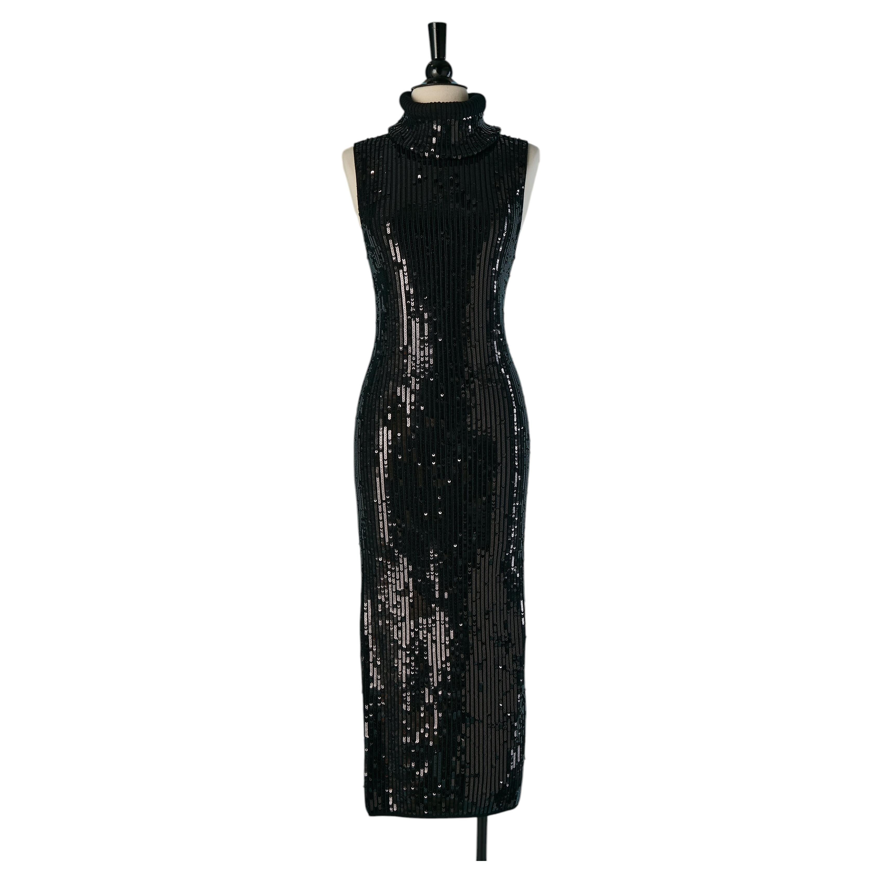 rare ALEXANDRE VAUTHIER COUTURE SS2022 Runway black sequin drape high ...