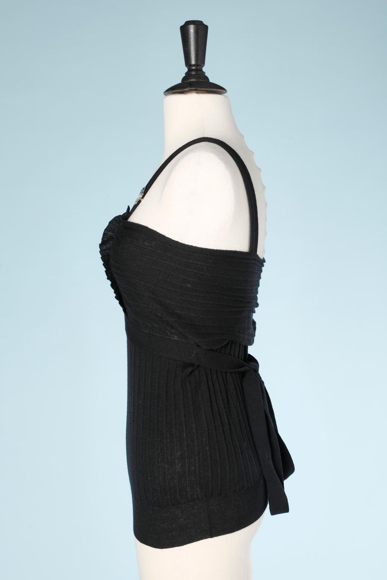 Black knit tank top Versace For Sale at 1stDibs