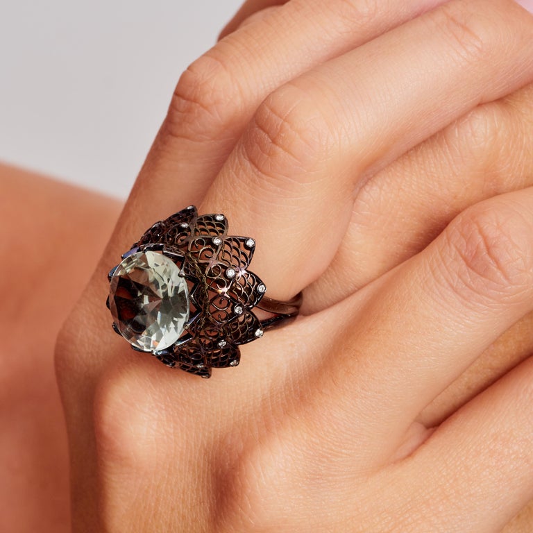 Black Lace Prasiolite Ring For Sale at 1stDibs