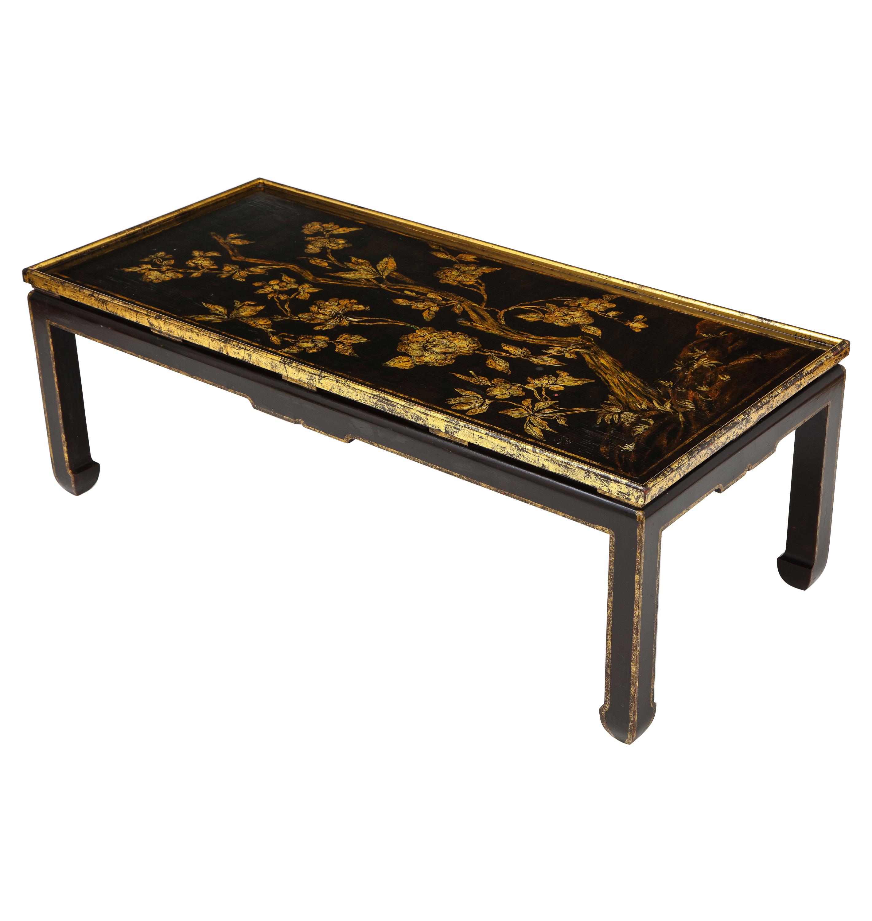 Black Lacquer and Gilt Chinoiserie Low Table at 1stDibs