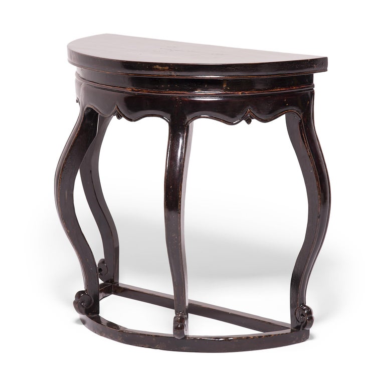 Black Lacquer Bulbous Demilune Table, c. 1850 For Sale at 1stDibs ...