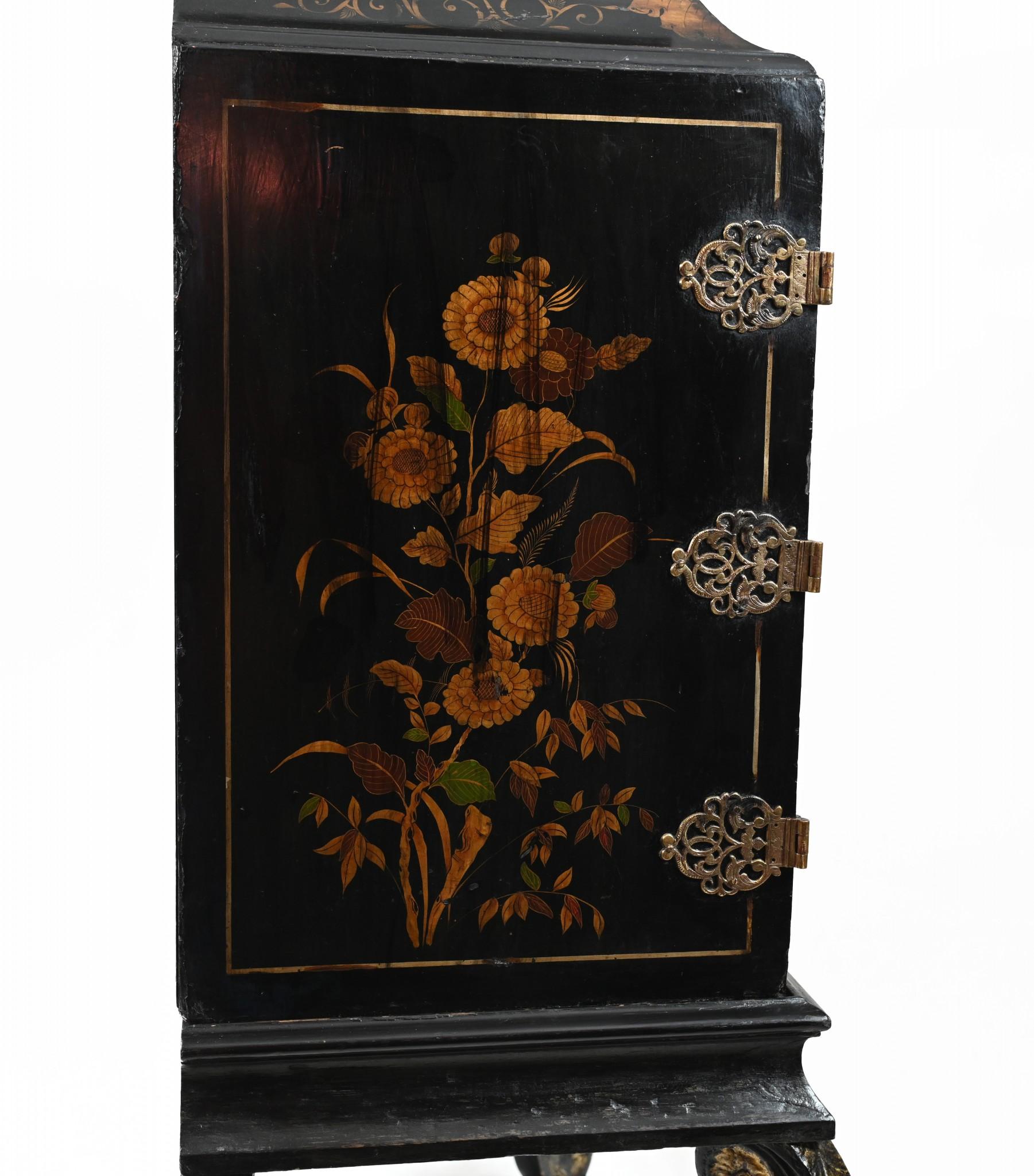 Black Lacquer Collectors Cabinet Chinese Chinoiserie at 1stDibs
