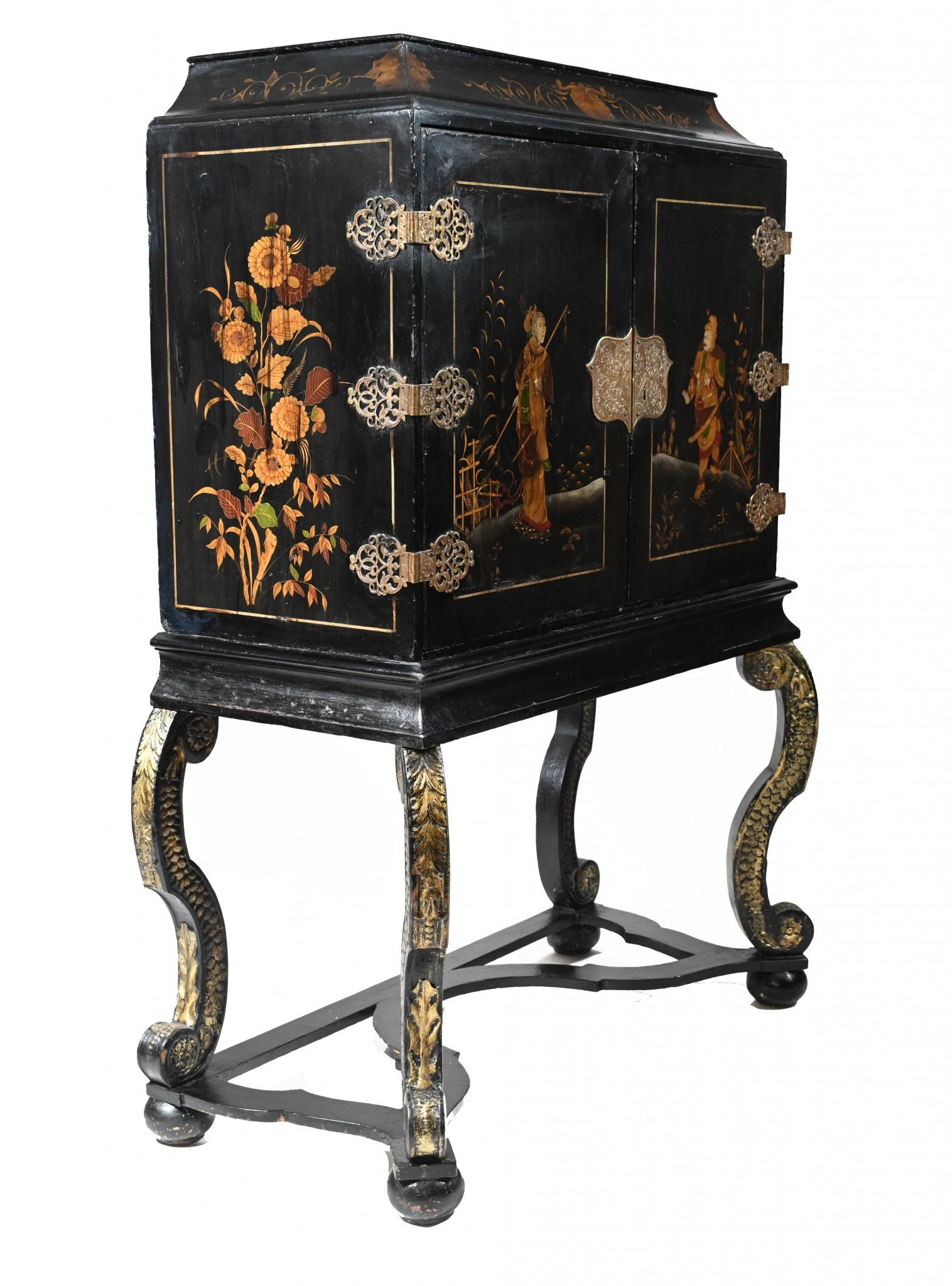 Black Lacquer Collectors Cabinet Chinese Chinoiserie at 1stDibs