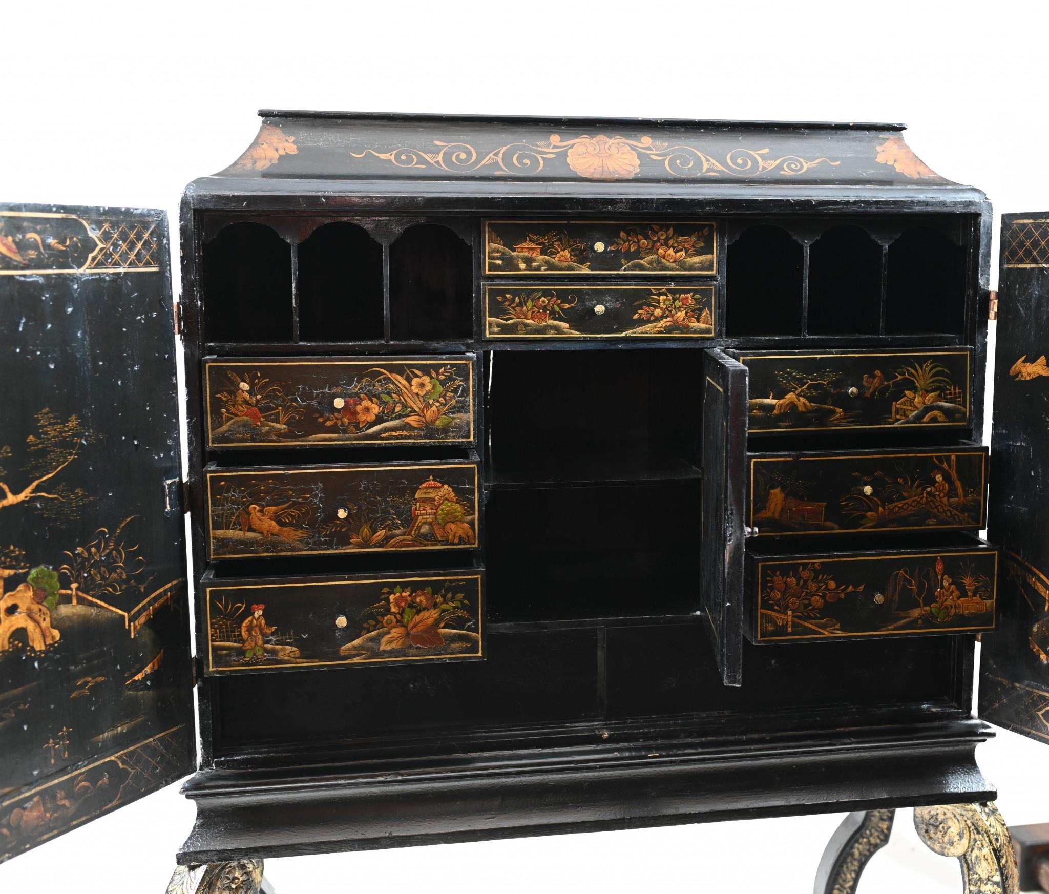 Black Lacquer Collectors Cabinet Chinese Chinoiserie at 1stDibs