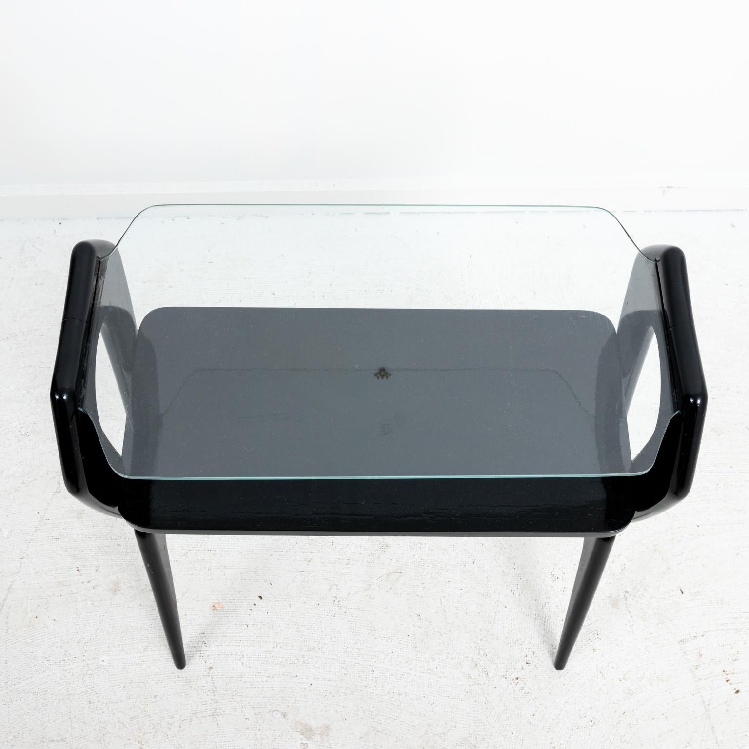 Black Lacquer Glass Top Stand For Sale at 1stDibs