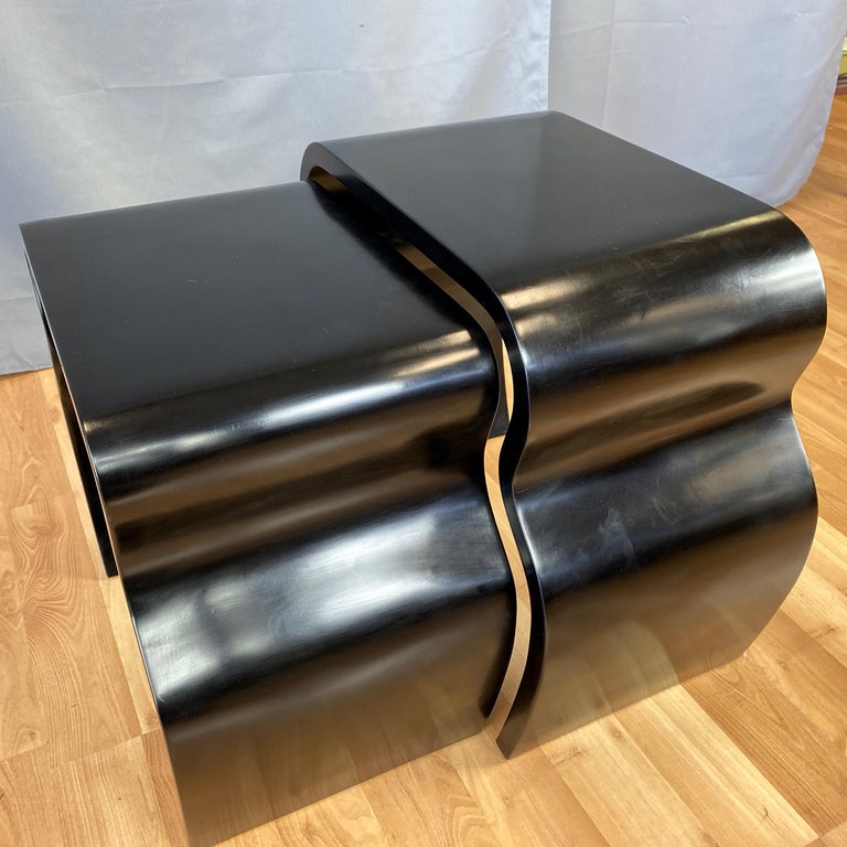 Black Lacquer Nesting Table Set in the Style of Karl Springer, 1970s at ...