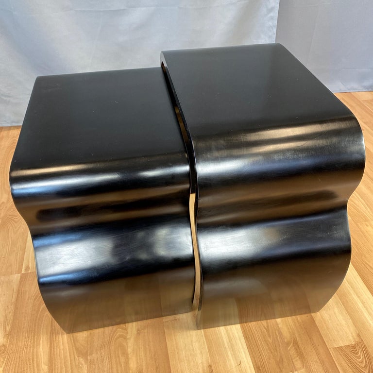 Black Lacquer Nesting Table Set in the Style of Karl Springer, 1970s at ...