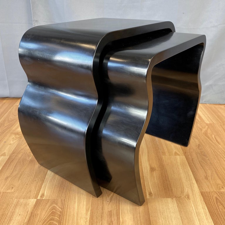 Black Lacquer Nesting Table Set in the Style of Karl Springer, 1970s at ...