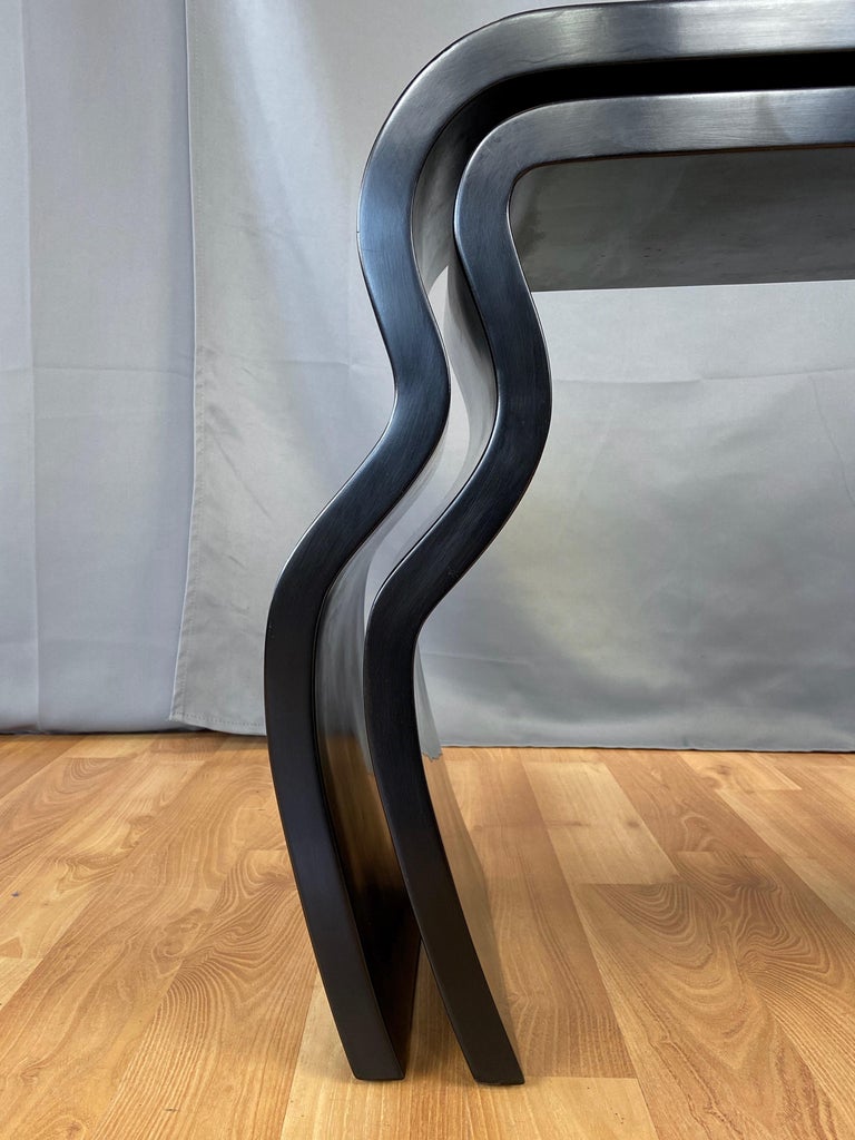 Black Lacquer Nesting Table Set in the Style of Karl Springer, 1970s at ...