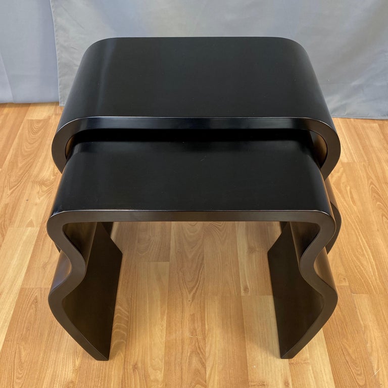 Black Lacquer Nesting Table Set in the Style of Karl Springer, 1970s at ...