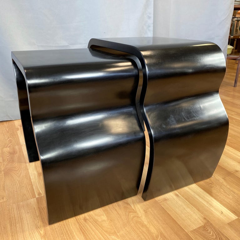 Black Lacquer Nesting Table Set in the Style of Karl Springer, 1970s at ...
