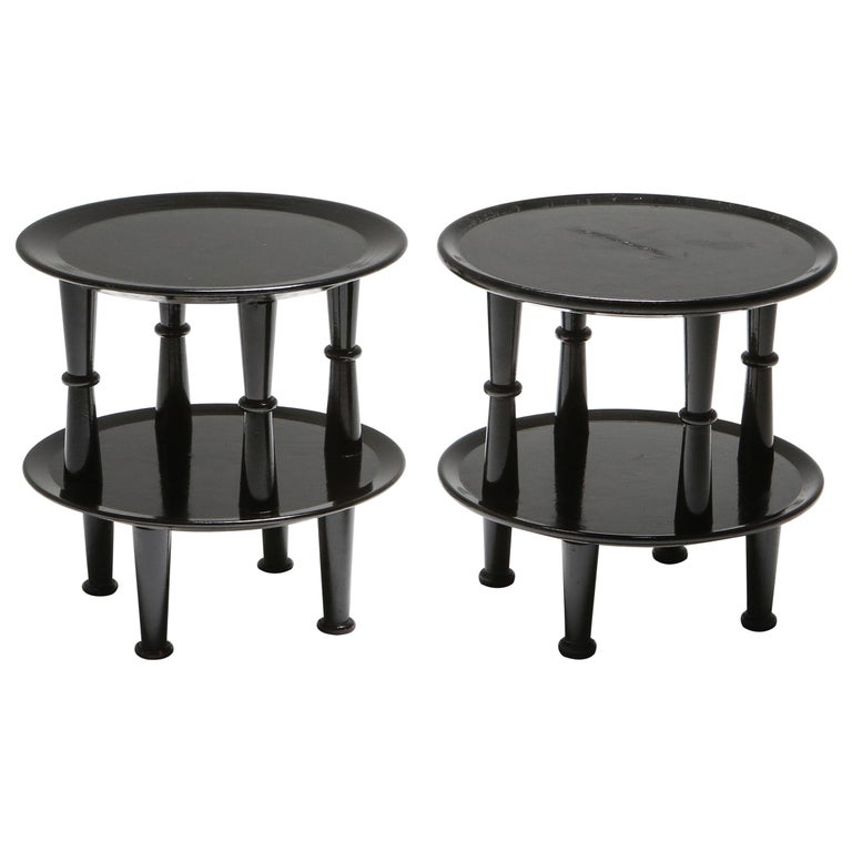 Black Lacquer Postmodern Side Tables at 1stDibs