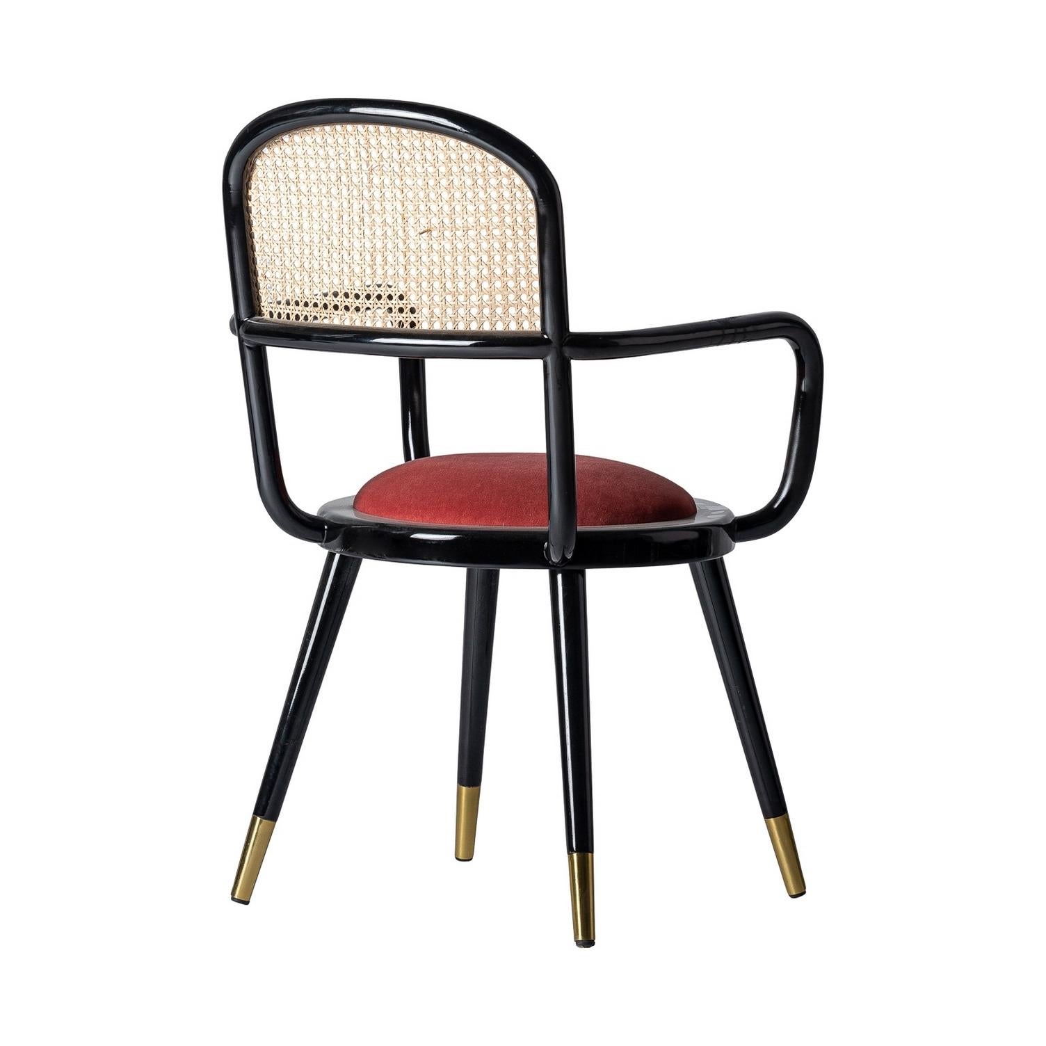 Black Lacquer Wooden and Woven Cane Chair at 1stDibs | cane wood chair
