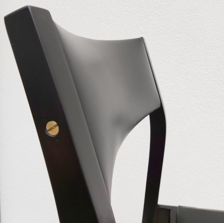 Black Lacquered and Black Leatherette Chairs, 1970s For Sale at 1stDibs