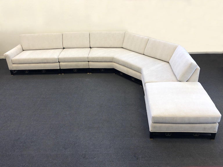 Black Lacquered and Brass Sectional Sofa by Michael Taylor for Baker ...