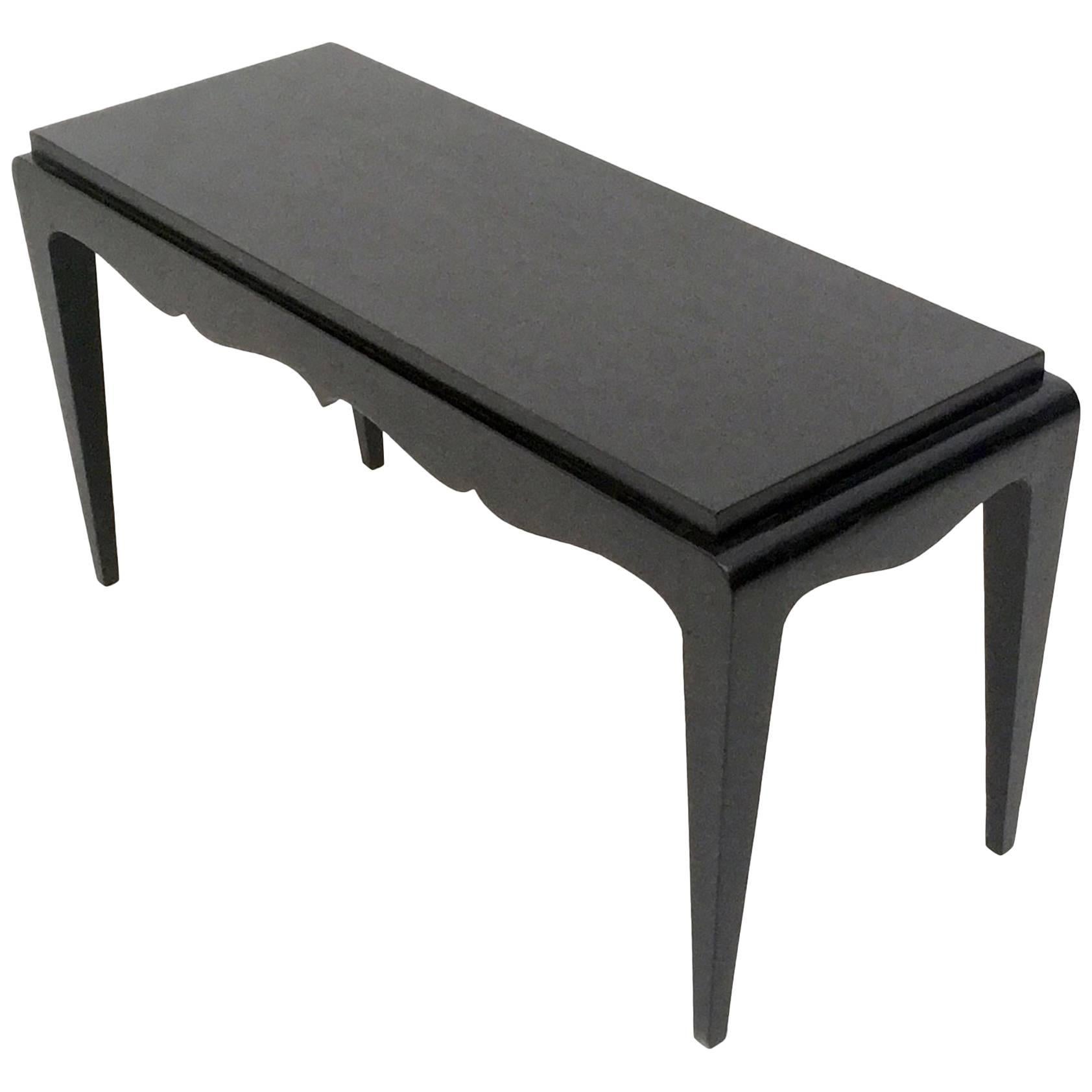 Vintage Interior Crafts Black Lacquer Modern Curule Form Bench at 1stDibs
