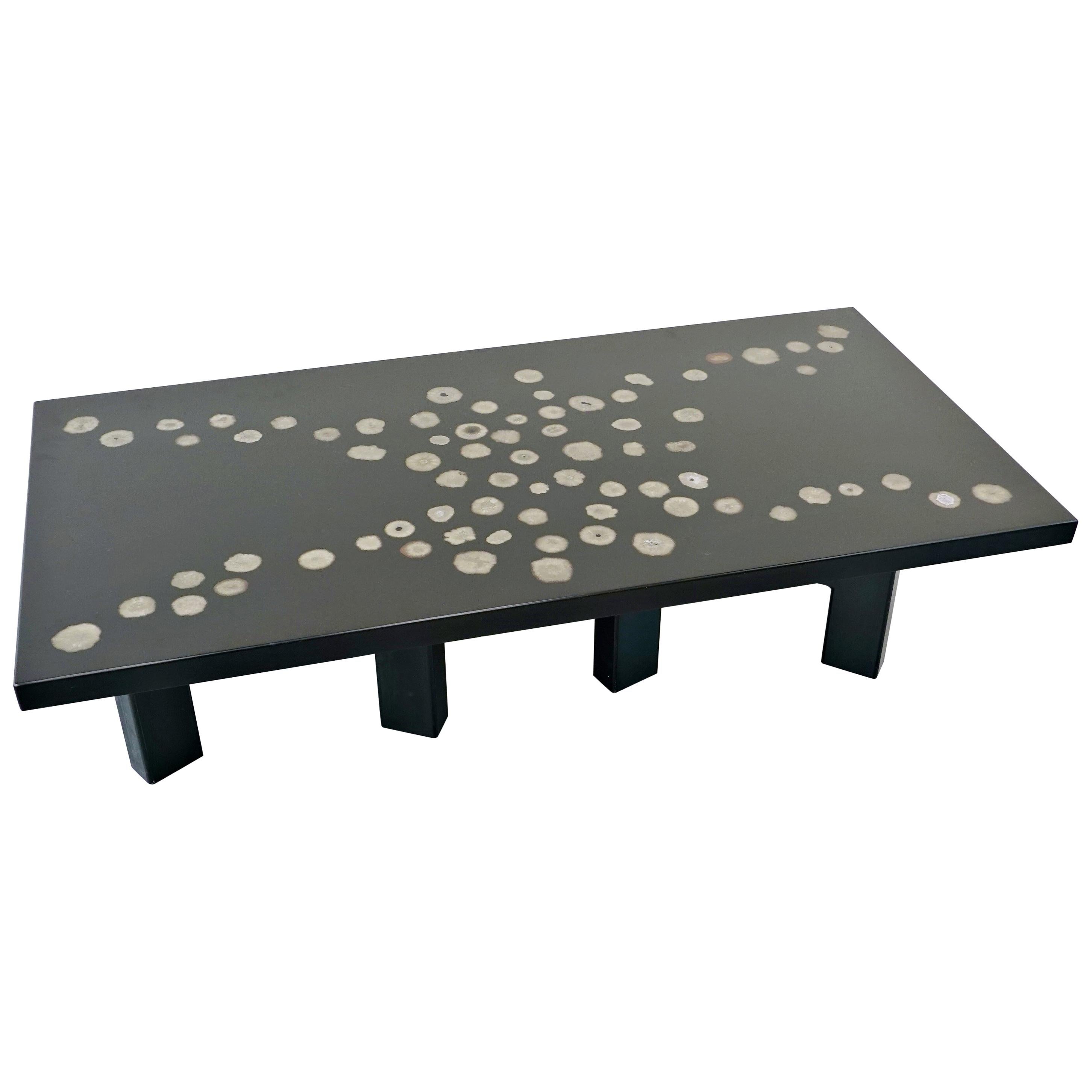 Ado Chale Table with Petrified Wood Inlay at 1stDibs