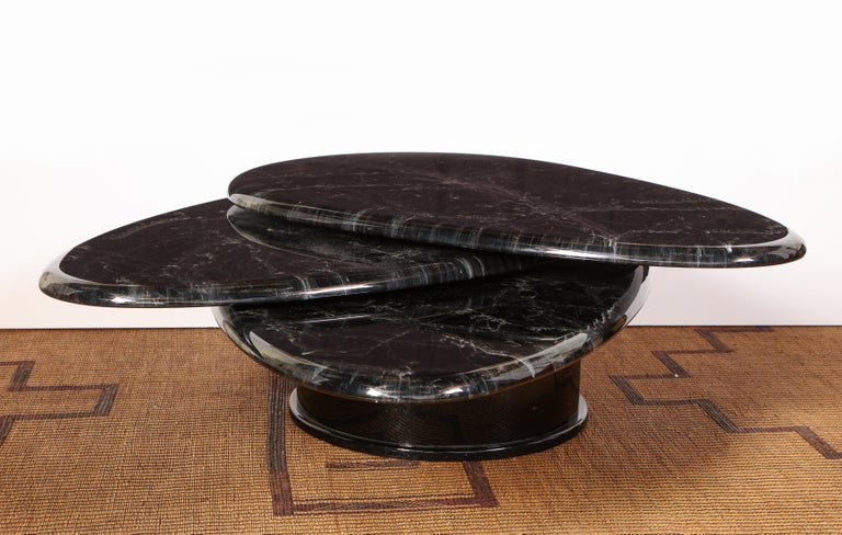Black Lacquered Teardrop Swivel Coffee Table Attributed to Roger ...