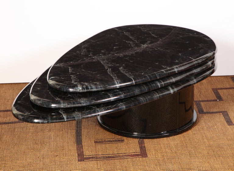 Black Lacquered Teardrop Swivel Coffee Table Attributed to Roger ...