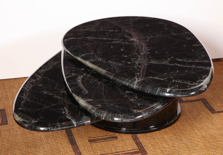 Black Lacquered Teardrop Swivel Coffee Table Attributed to Roger ...
