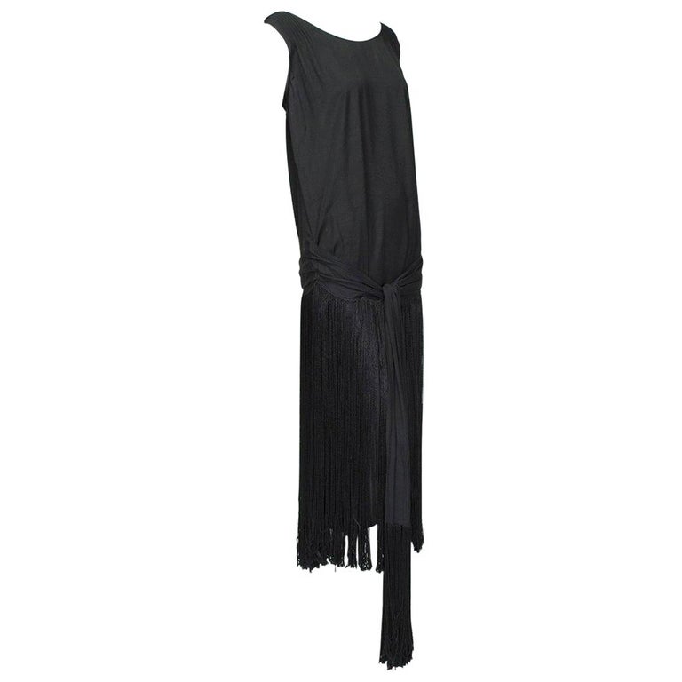 Black *Large Size* Jazz Baby Backless Fringed Wrapping Flapper Dress- M ...