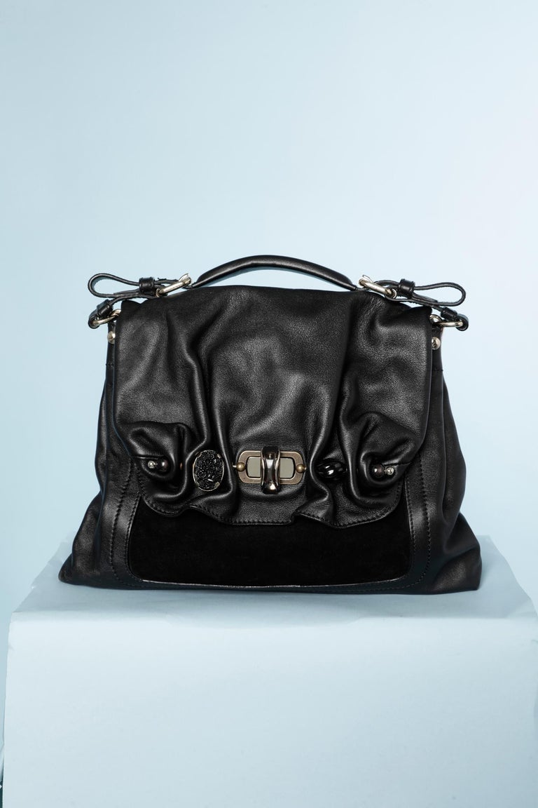 Black leather and suede shoulder bag with embellishments pieces Nina ...