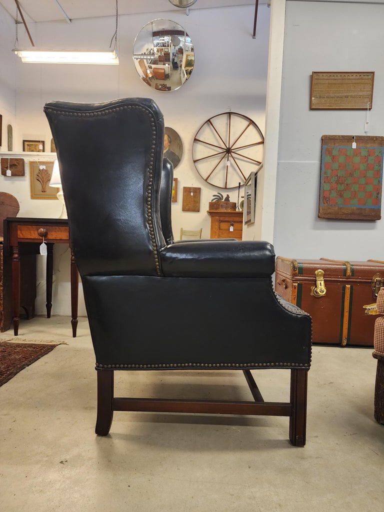 Black Leather Chesterfield Wingback Chair at 1stDibs
