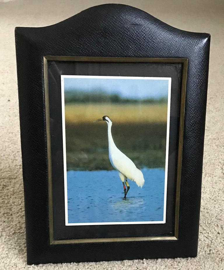 Black Leather Frame with Brass Inset Rim For Sale at 1stDibs
