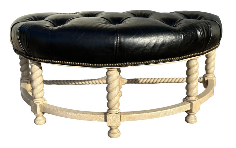 Black Leather Half Moon Bench For Sale at 1stDibs