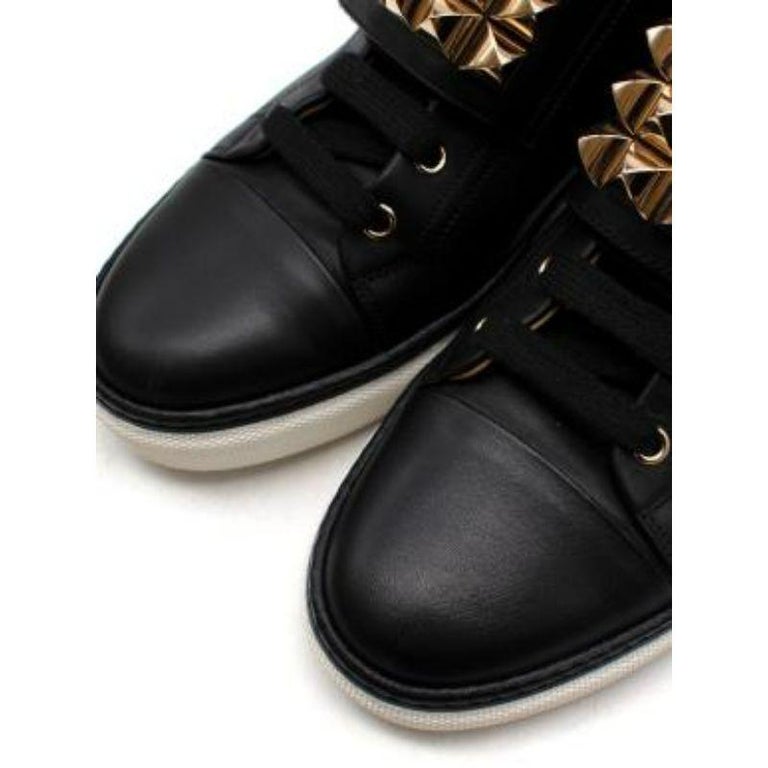Black Leather Lennox Medor Studded High Tops For Sale at 1stDibs
