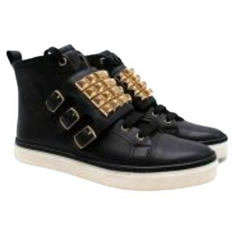 Black Leather Lennox Medor Studded High Tops For Sale at 1stDibs