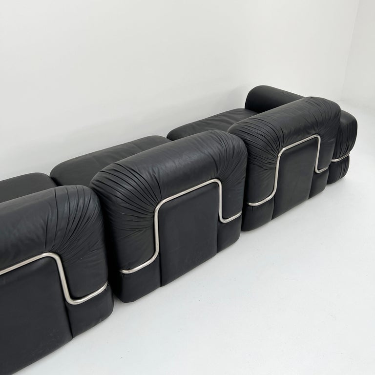 Black Leather Modular Sofa by Rodolfo Bonetto for Tecnosalotto, 1960s ...