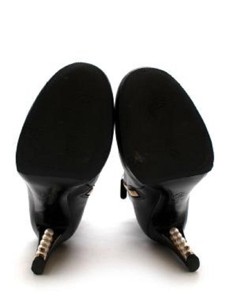 Black Leather Pearl Heel Ankle Boots For Sale at 1stDibs | black pearl ...