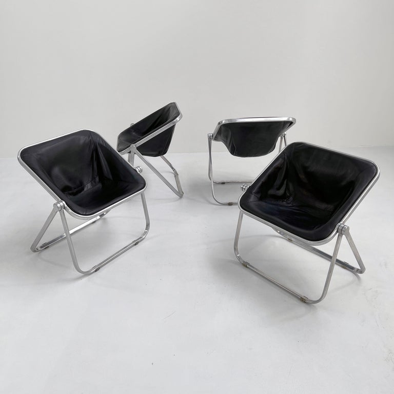 Black Leather Plona Chair by Giancarlo Piretti for Castelli, 1970s For ...