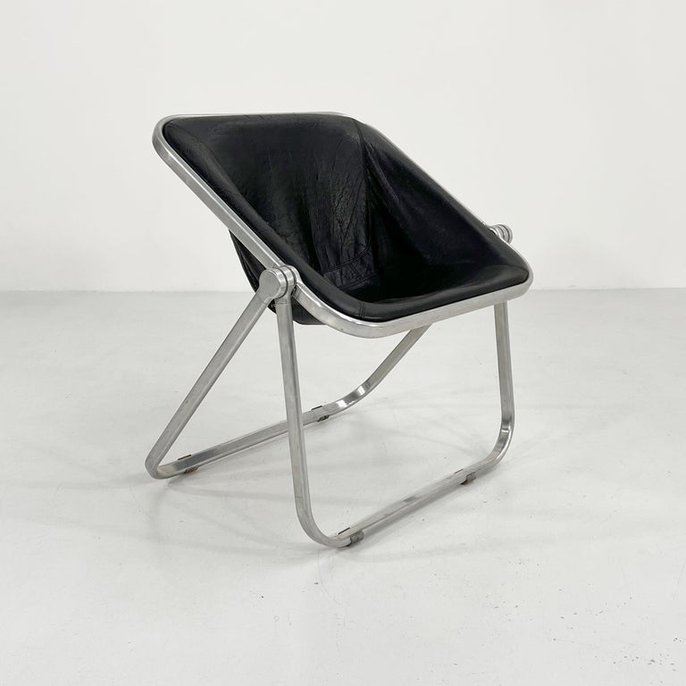 Black Leather Plona Chair by Giancarlo Piretti for Castelli, 1970s For ...