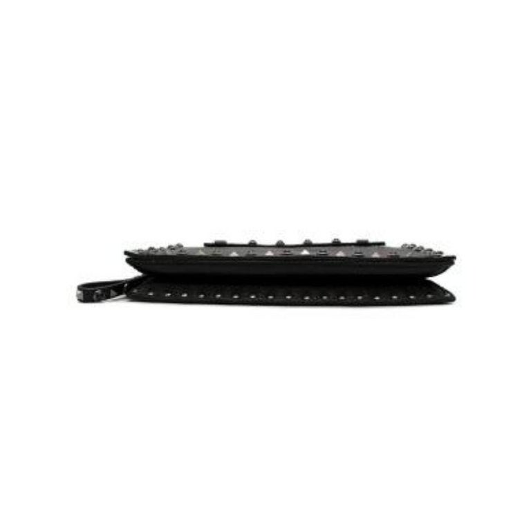Black Leather Rolling Rockstud Clutch Bag For Sale at 1stDibs