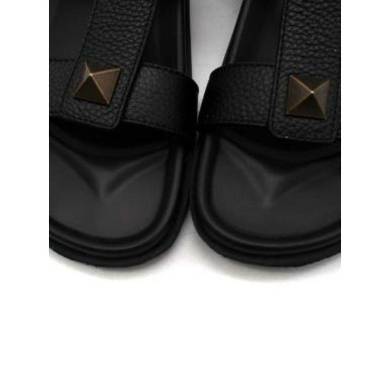 black leather Roman Stud sandals For Sale at 1stDibs