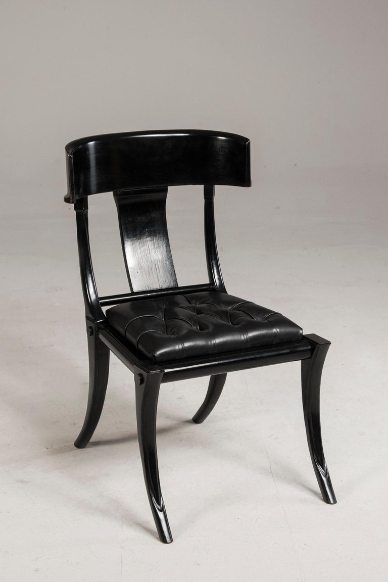 Black Leather Seat Walnut Saber Legs Chairs Customizable For Sale at ...