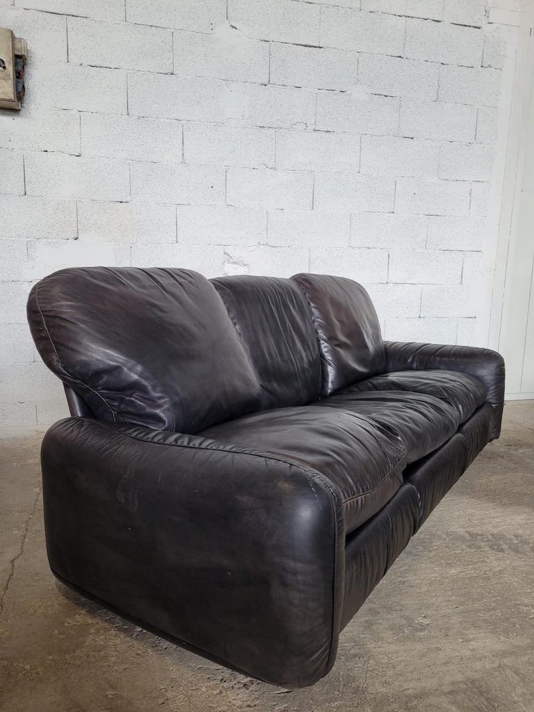 Black Leather Sofa Arrigo Arrigoni Busnelli Edition Piumotto, Model ...