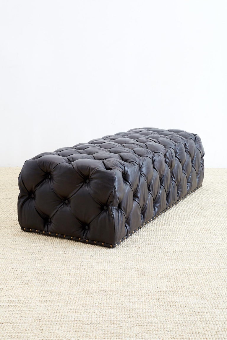 Black Leather Tufted Ottoman or Bench at 1stDibs | black tufted ottoman ...