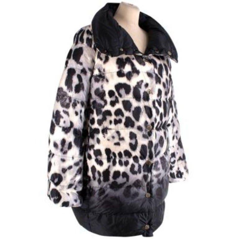 Black/Leopard Reversible Down Jacket For Sale at 1stDibs