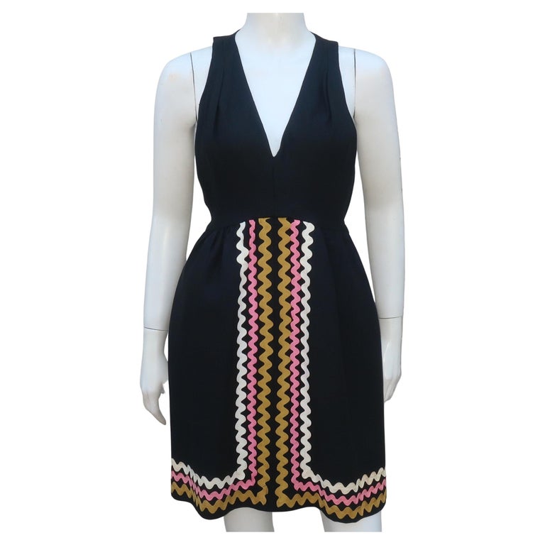 Black Linen Racerback Sun Dress With Rickrack, C.1970 For Sale at 1stDibs
