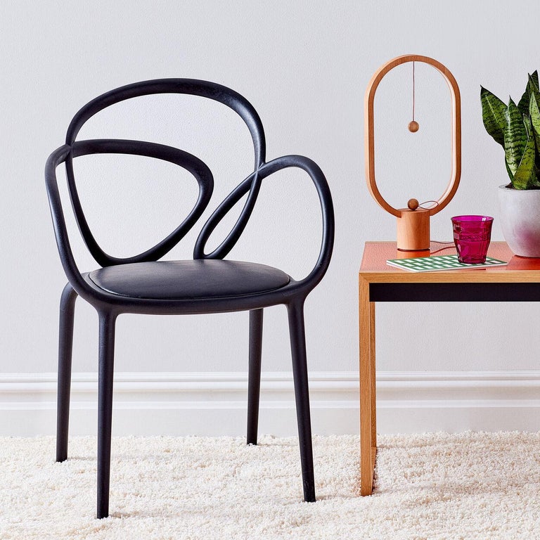 In Stock in Los Angeles, Black Loop Padded Armchair, Made in Italy at ...