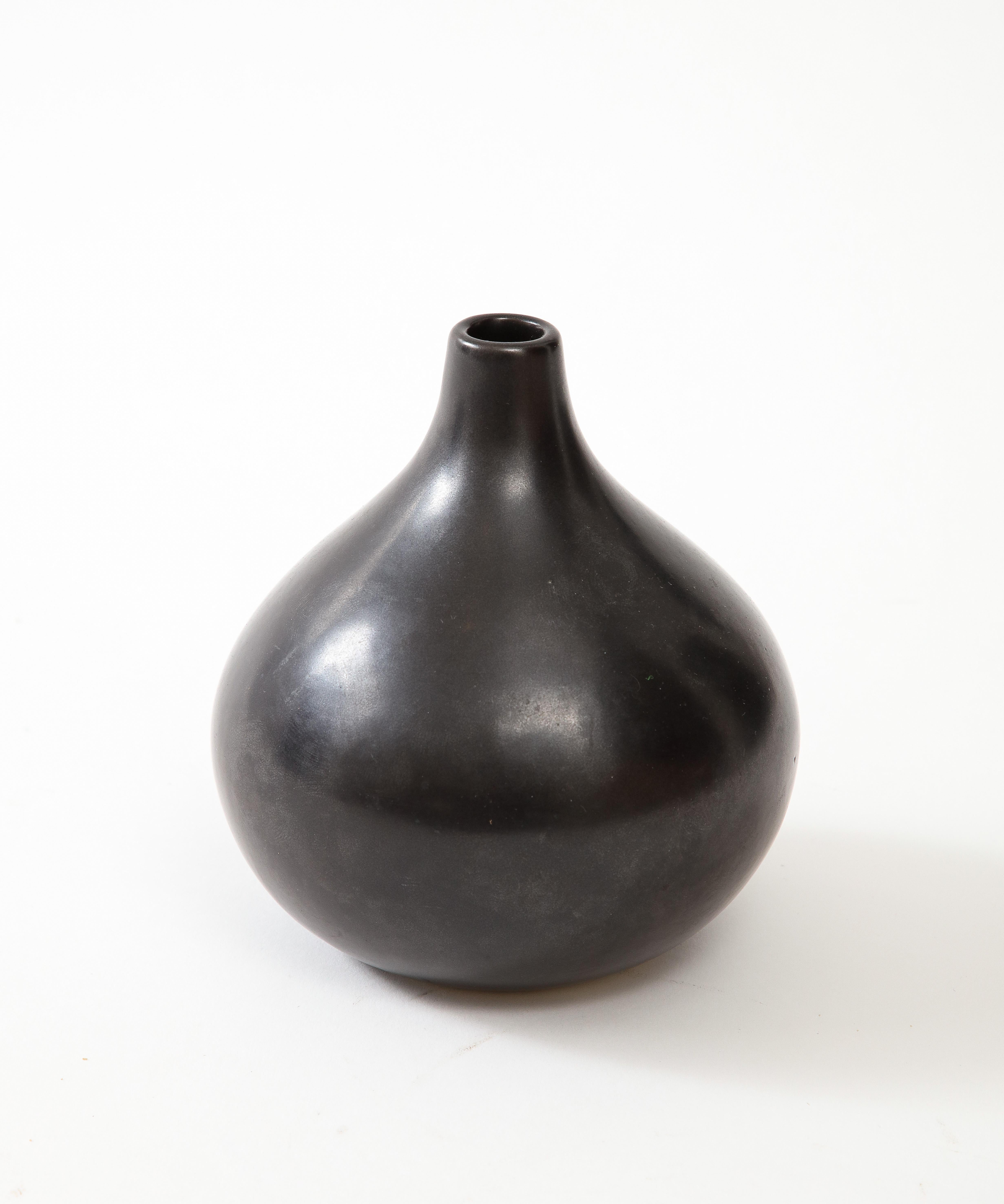 Black Luster Glazed Fig Shaped Ceramic Vase, Frame, 1960 For Sale at ...