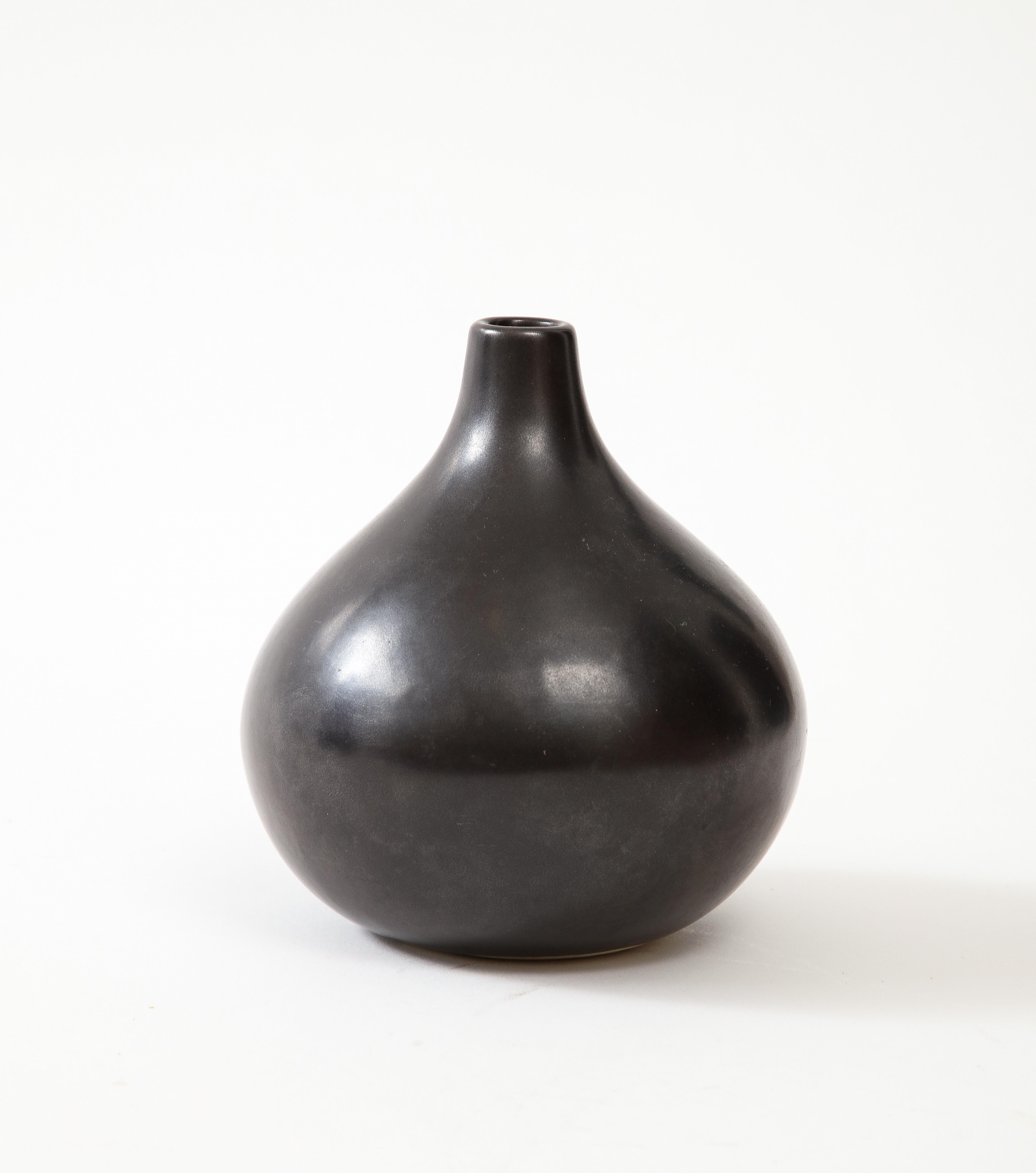 Black Luster Glazed Fig Shaped Ceramic Vase, Frame, 1960 For Sale at ...