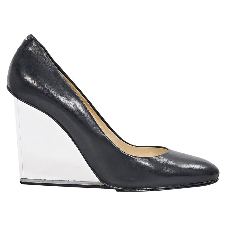 Black Maison Margiela Leather and Lucite Wedges For Sale at 1stDibs