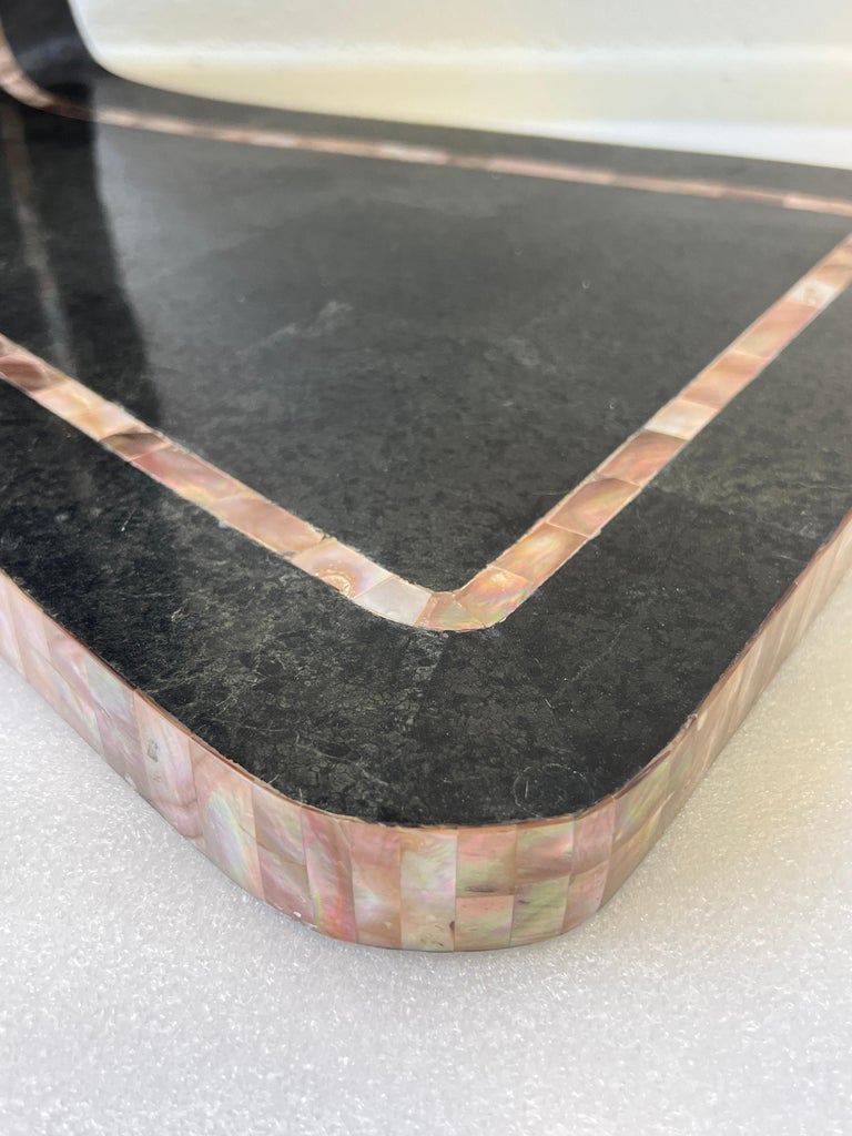 Black Marble and Abalone Shell Side Table by Marquis Collection of ...