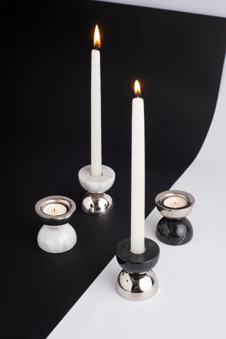 Black Marble and Brass Balance Candle Holders For Sale at 1stDibs