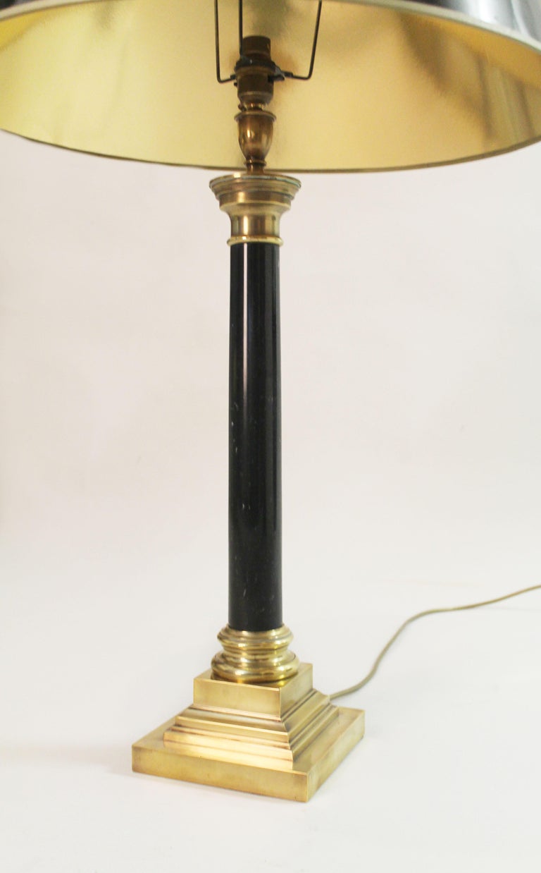 Black Marble and Brass Neoclassical Table Lamp with Shade For Sale at ...