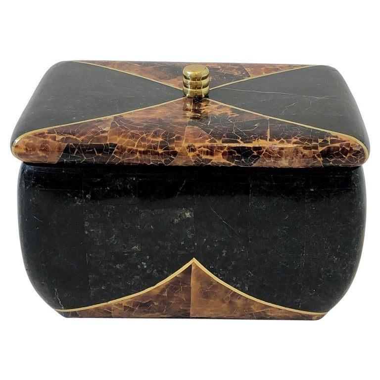 Black Marble and Coconut Shell Box by Maitland Smith at 1stDibs